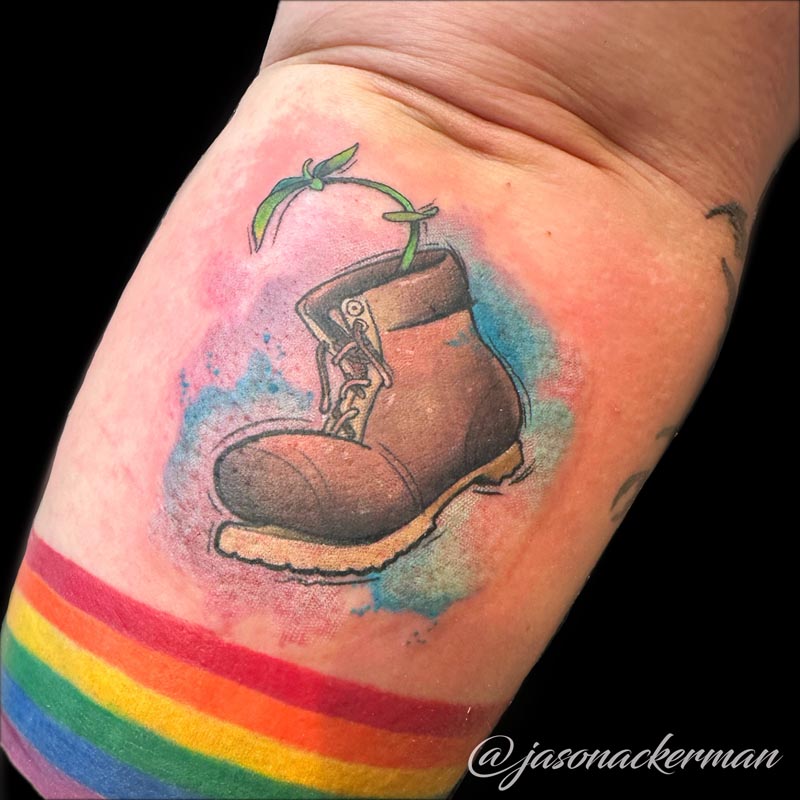 Disney,Watercolor,Color,Illustrative tattoo by Jason Ackerman